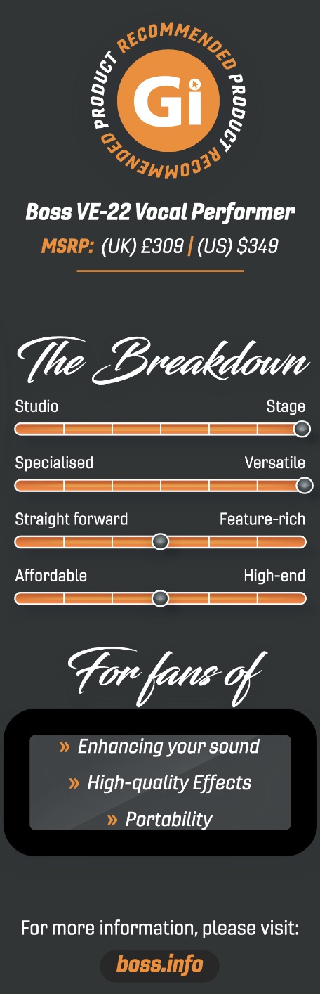 Boss VE-22 Vocal Performer | Review - Guitar Interactive Magazine